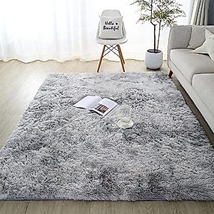YXDSUBI Rugs for Bedroom Dorm, Fluffy Fuzzy Soft Carpet, Shaggy Throw Rug for Nursery Room, Indoor Floor Living Room Carpet for Kids Girls Boys Teen Home Decor Aesthetic (Light Gray, 2.6x4Feet)