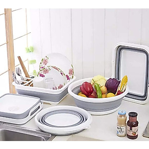 Ahyuan Collapsible Dish Drying Rack with Drainboard Tray Space Saving Camper Accessories Kitchen Storage Organizer RV Accessories for Inside Camper Accessories for Travel Trailers (with Drainboard)