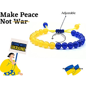 Ukraine Bracelet, Ukraine Flag Healing Crystal Bracelet - Ukraine Jewelry for Women Men Kids (Blue - Yellow Quartz Beaded)