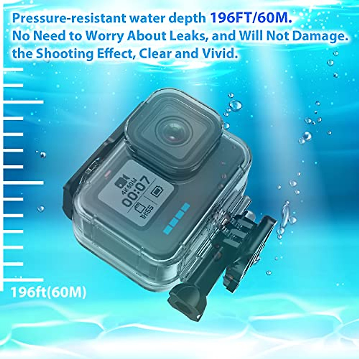 HONGDAK 169ft/60m Waterproof Housing Case for GoPro Hero 11 10/9 Black, Protective Underwater Dive Housing Shell with Bracket Accessories for Go Pro Hero11 Hero10 Hero9 Action Camera