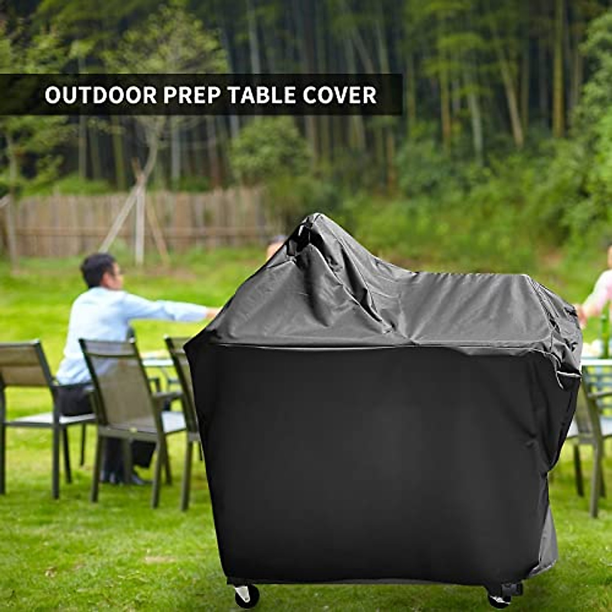 Andacar Outdoor Sink Cover for Cuisinart Outdoor Prep Table, Waterproof Sink Station Cover Dustproof Prep Table Cover Durable Prep Station Cover for Grill Black-48x24x48inch
