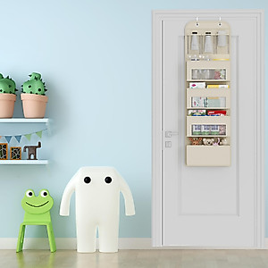 YOUDENOVA Over The Door Organizer, 4-Shelf Door Hanging Organizer, Baby Organizer for Nursery, Beige