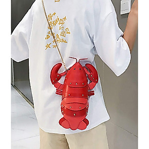 QZUnique Crayfish Shape Handbag Novelty Animal Shaped Purse Crossbody Bag Detachable Shoulder Bag for Women Girl