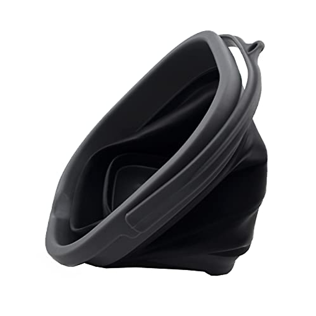 SAMMART 2.6L (0.68 Gallon) Super Mini Sqare Collapsible Plastic Bucket - Foldable Square Tub - Portable Fishing Water Pail - Space Saving Outdoor Waterpot (Grey/Black)