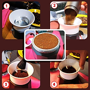 SHANGFEI Dosing ring for moka pot,Coffee powder filler funnel,Anti-flying powder,Moka pot accessories (55mm for 1-3cup moka pot)