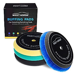 5 Inch Polishing & Buffing Pads 4Pcs, Foam and Wool Polishing Pad Kit for 5" /125mm Backing Plate, Orbital Foam Buffer Pads and Woolen Polihser Pad, for Car Compounding, Polishing and Waxing