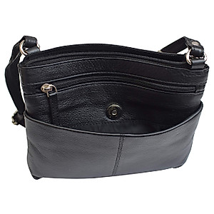 Swiss Marshall Womens Premium Leather Luxury Crossbody Shoulder Handbag Purse for Ladies (Black)