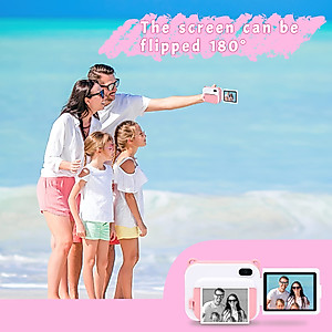 SudnXih Instant Camera for Kids Toys for 5-8 Year Old Girls, Kids Camera Instant Print Birthday Gifts for Girl Age 4 5 6 Selfie Camera with 180 Flip Screen Pink