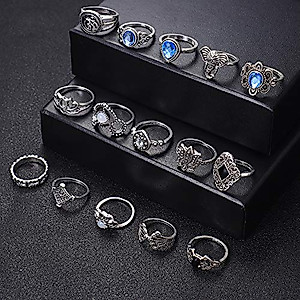 FIBO STEEL 101 Pcs Vintage Knuckle Rings for Women Stackable Midi Finger Ring Set
