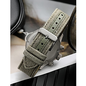 TACTICAL FROG 20mm Fast Release Nylon Watch band Military Watch Straps with Stainless Steel Buckle, Two-Piece Waterproof Nylon + Leather Watchbands for Men and Women