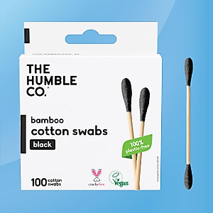 The Humble Co. Bamboo Cotton Swabs (600 count) - Cotton Swabs and Cotton Buds for Ears, Makeup, Pet Care and Cleaning (Black)