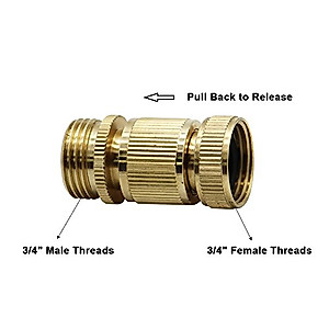Twinkle Star 3/4 Inches Brass Garden Hose Connector Easy Connect Fitting Male and Female Set (4 Sets of Male & Female Connector)