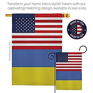 Ukrainian Flag Ukraine US Friendship Garden Ucrania Home Decor Indoor Tapestry World Country - Outdoor Decorations House Banner Wall Hanging Small Yard Stand With Ukrainian Gifts Made In USA