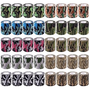 BQTQ 40 Rolls Self Adhesive Bandage Wrap 2 Inch Self Adherent Wrap Stretch Bandage Self Stick Bandage Athletic Wrap Tape Wound Wrap Bandgae for Wrist Ankle Swelling Sprains (Camo Color)