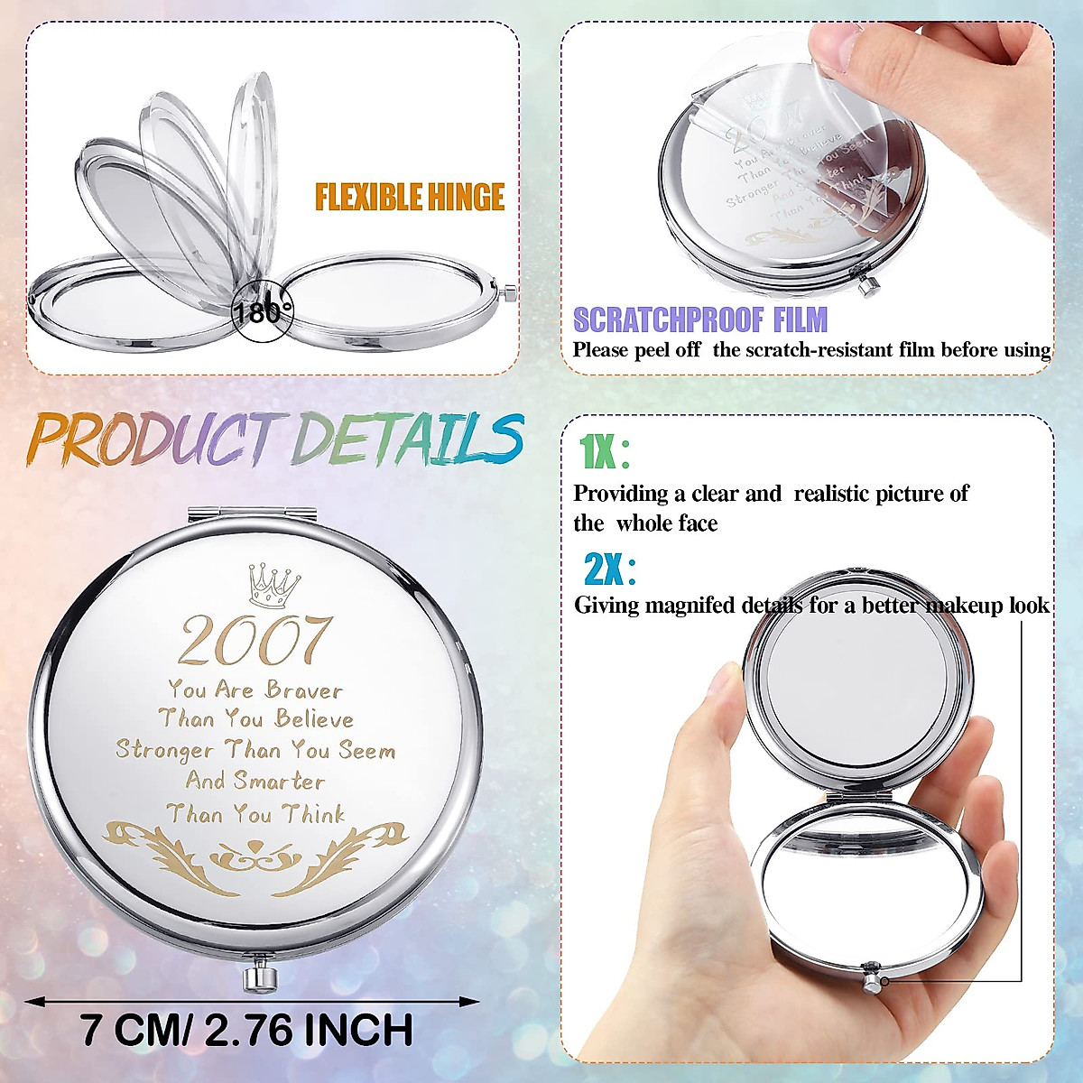 Didaey 14/16/17/18/19/22 Years Old Birthday Sweet Gift Makeup Bag 12 oz Tumbler Keychain Makeup Mirror for Daughter Bff Mother(17th Birthday)