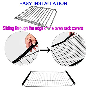 2 PCS/Black Oven Rack Shields - Heat Resistant Silicone Oven Rack Cover 14 inches Long Oven Rack Edge Protector, Protect Against Burns and Scars