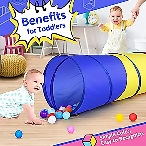 PigPigPen Kids Tunnel for Toddlers, Pop Up Play Tunnel Tent for Babies or Dogs, Indoor & Outdoor Toys for Kids Backyard Playset. (Red,Yellow,Blue Play Tent)