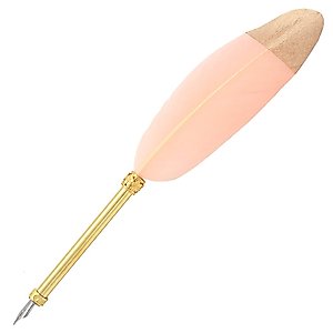 Gullor Vintage Feather Quill Pen, Nuture Feather Dip Pen with Gift Box, Pink