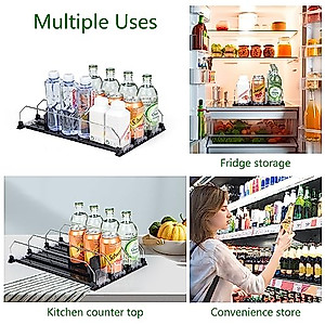 XSUPER Soda Can Organizer for Refrigerator, Self-Pushing Drink Organizer for Fridge, Width Adjustable Drink Dispenser for Fridge Holds Up to 15 Cans, Beverage Water Beer Storage for Kitchen Pantry