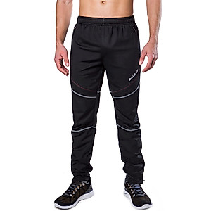 BALEAF Men's Fleece Pants Winter Cycling Pants Mountain Bike Clothing Thermal Cold Weather Running Gear Black L