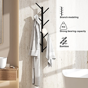 GHWIE Wall Mounted Coat Rack,Hat Rack for Wall,Coat Tree for Clothes, Suitable for Living Room, Bedroom, Entryway, Black