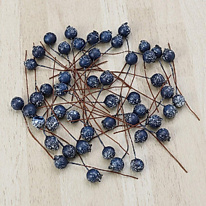 Healifty Christmas Berry Pick 50pcs Christmas Artificial Berries Stems Blue Holly Floral Picks for DIY Crafts Christmas Flower Arrangement Wreaths Holiday Decor Christmas Artificial Berry