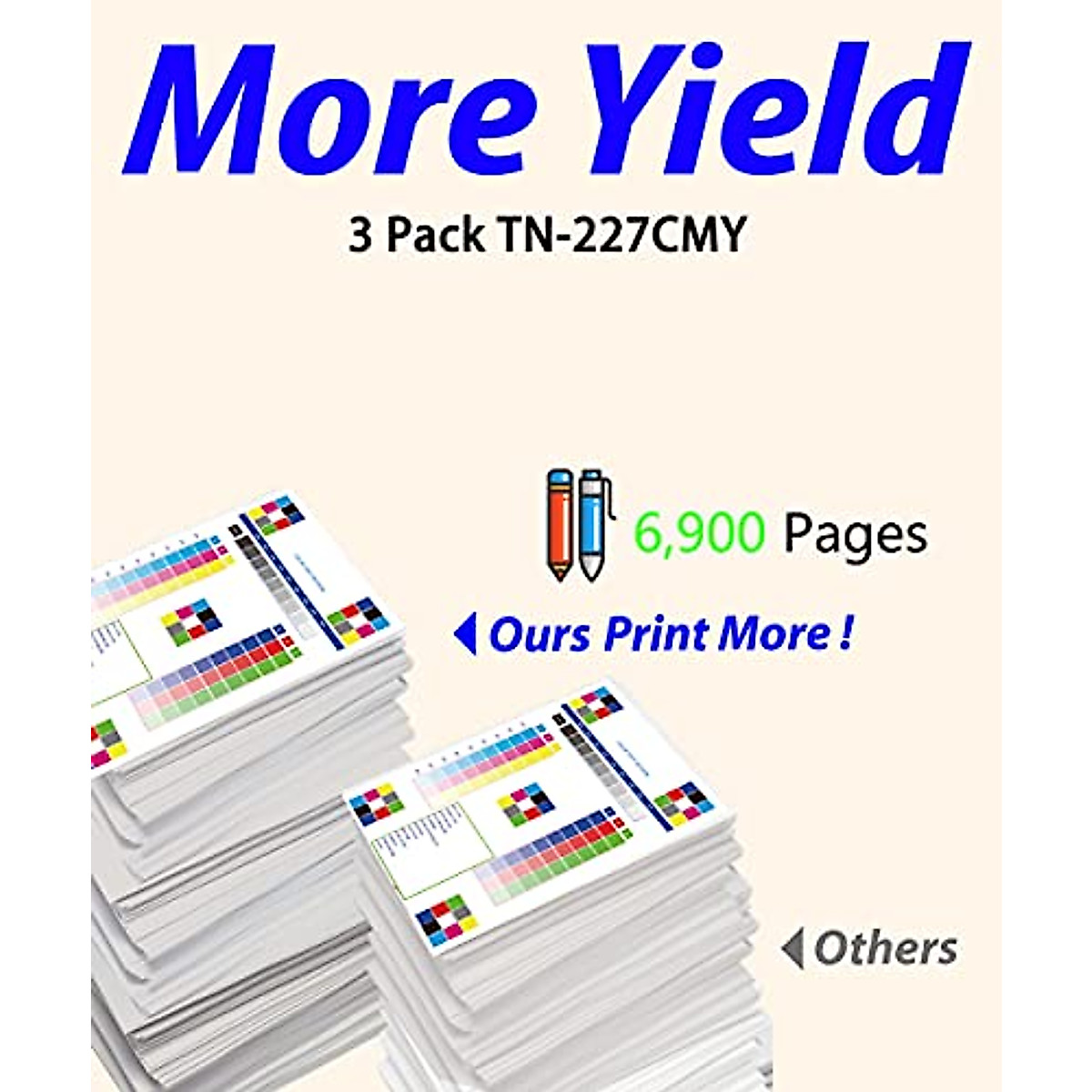 ColorPrint 3-Pack Compatible TN-227 Toner Cartridge Replacement for Brother TN227 TN223 TN227C TN227M TN227Y Work with MFC-L3750CDW HL-L3210CW HL-L3230CDW HL-L3710CDW HL-L3270CDW MFC-L3710CW Printer