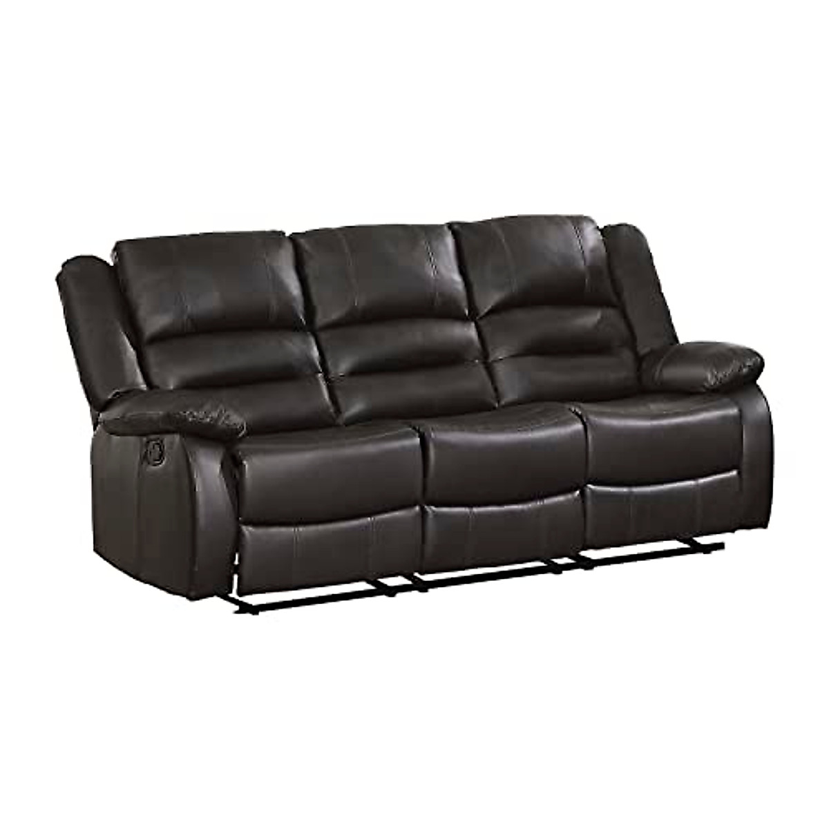 Lexicon Azrael Faux Leather Double Manual Reclining Sofa, 82" W, Brown