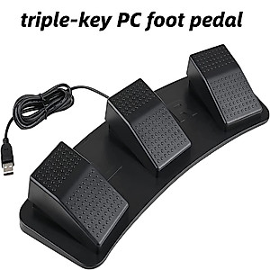Hoffnugshween USB Foot Pedal:3-key PC Switch Control Keyboard Actions HID Programmable Shortcuts Custom Combinations Hotkeys for Gaming & Transcription Mouse Controller Button for PC Switch Computer