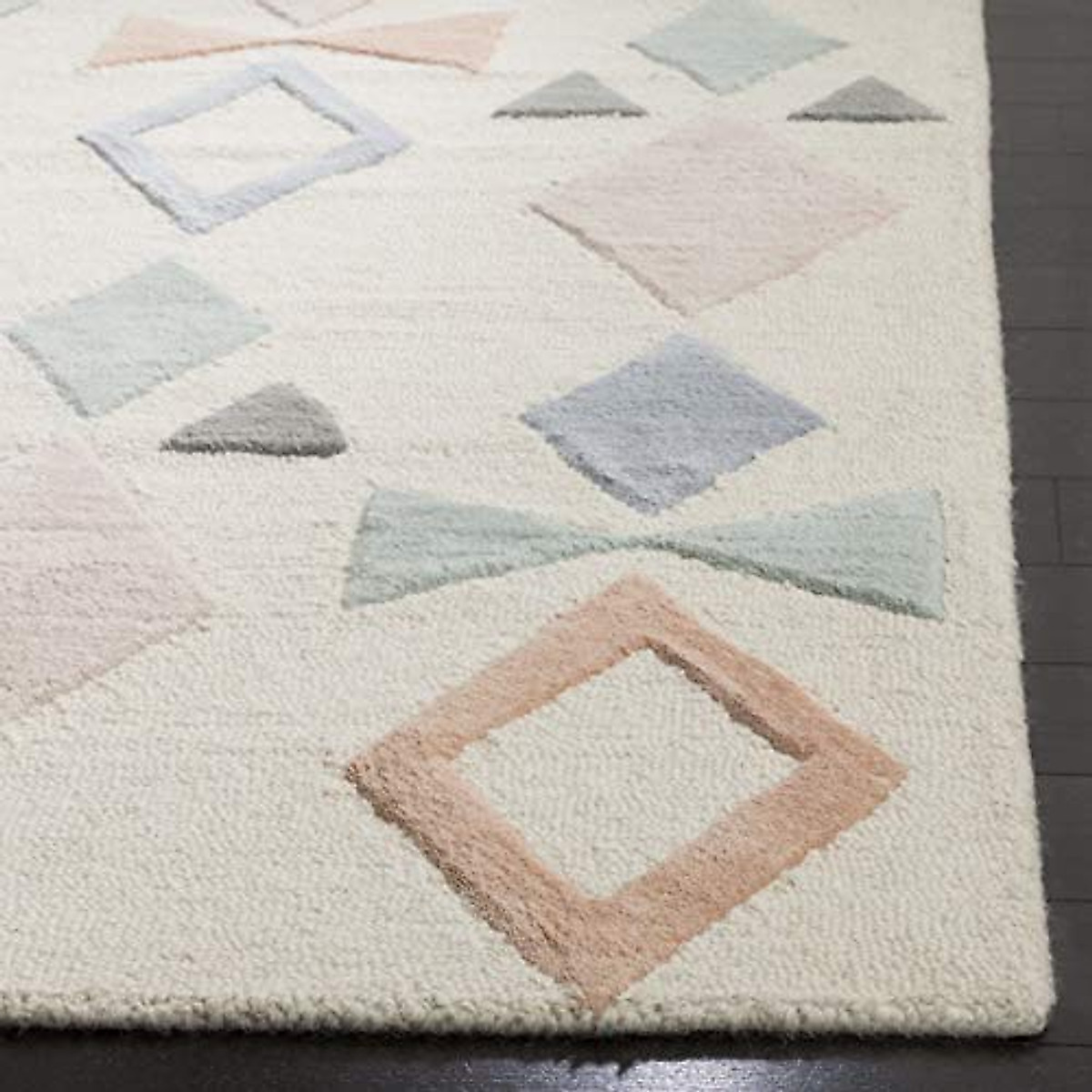 SAFAVIEH Kids Collection 8' x 10' Ivory/Multi SFK901A Handmade Geometric Wool Area Rug