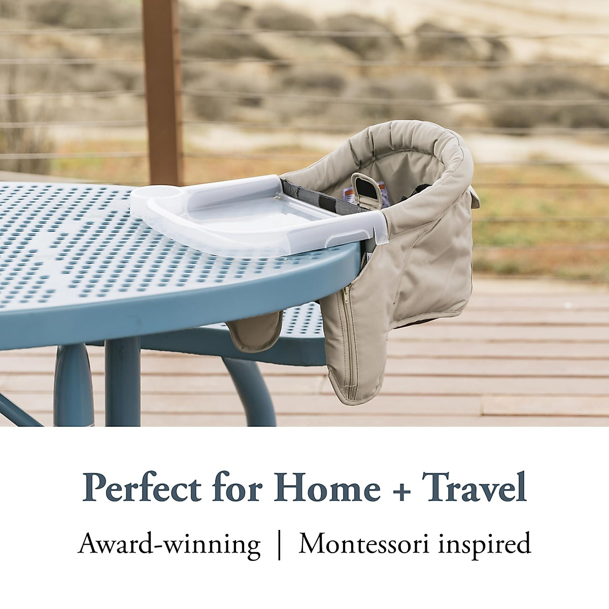 Inglesina Fast Table Chair - Cream + Fast Dining Tray - Portable High Chair for Baby & Toddlers, Infant 6-36 Months - Fits Tables 0.8'' to 3.5'' - Collapsible and Compact Design - Carry Bag Included