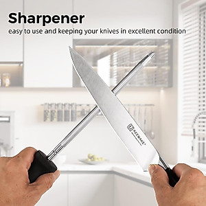 KEEMAKE 15-Piece Kitchen Knife Set with Block, Pro Kitchen Knife Set, Razor-Sharp Professional Chef Knife set Full Tang, German Stainless Steel 1.4116 Knife Block Set with Kitchen Shears