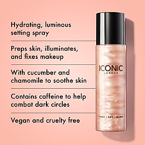 ICONIC LONDON Prep-Set-Glow | Hydrating + Setting + Glowing Spray, 3-in-1 Formula for a Dewy, Radiant Finish, Cruelty-Free, Vegan Makeup, 4.22 Fl oz