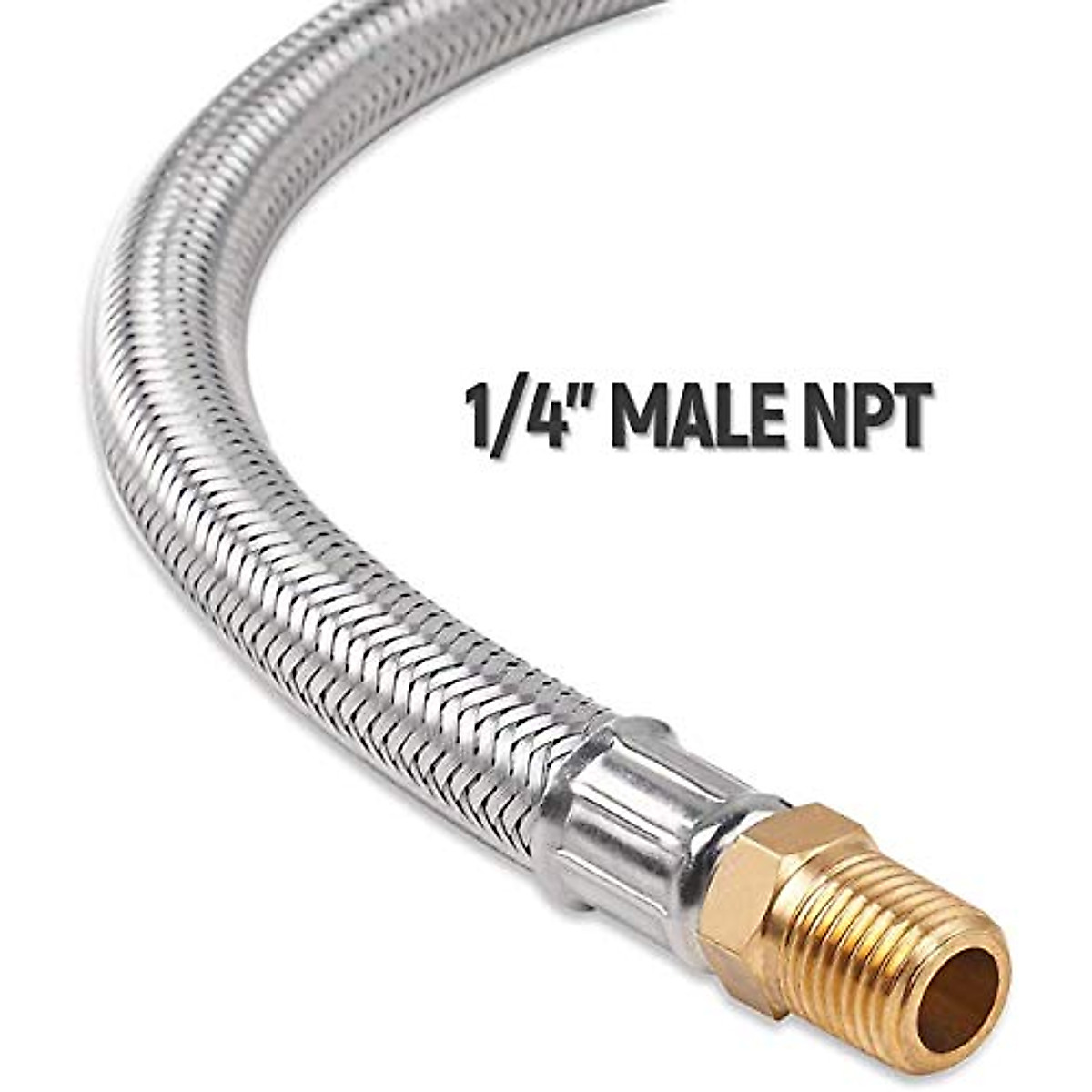 Bbqzone Propane Hoses and Fittings rv Quick Connect, 12-inch Stainless Braided RV Propane Hose Connector, Type 1 Tank Connection, 1/4 Male NPT, 2-Pack