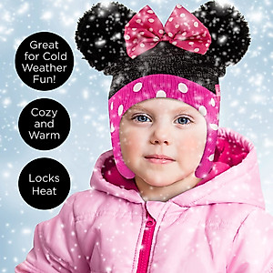Disney girls Minnie Mouse Toddler Girl Winter and Mitten Set Beanie Hat, Minnie Mouse, 2-4T US