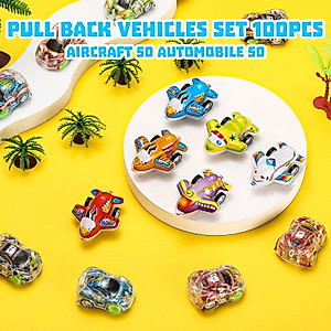 100 Pcs Pull Back Vehicles Bulk, Pull Back City Cars 50 Pcs Pull Back Tiny Cars 50 Pcs Pull Back Plane Toys for Car Party Favors Classroom Prizes Goodie Bags Fillers