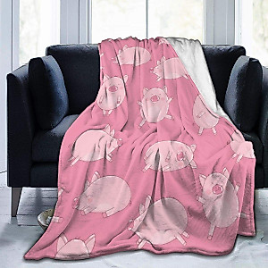Waldeal Pig Flannel Fleece Throw Blanket 60"x50" Lightweight Couch Sofa Bedroom for Boys Girls Adults All Season