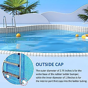 XIXIAN 2-Pack Outside Pool Ladder Bumpers for Inground Pool,Pool Ladder Rubber End Caps Fit 1.9'' Standard Swimming Pool Ladder Tubing