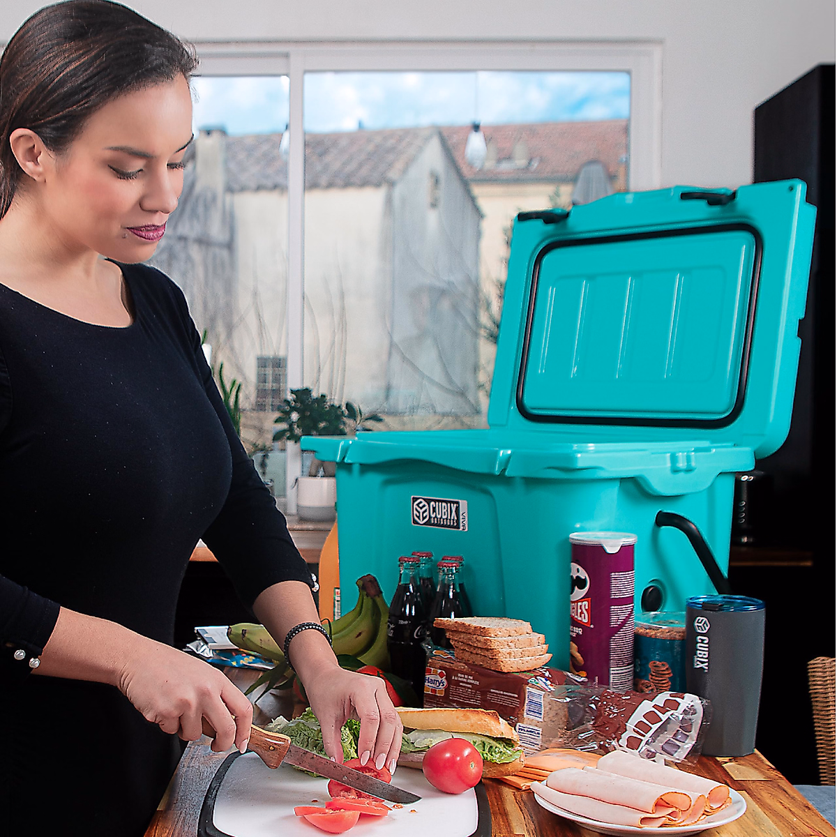 Viva 25QT Portable Rotomolded Hard cooler, Heavy Duty Cooler Ice Chest + 8L Small Soft Cooler Bag Waterproof Lunch Box, Insulated Bag & Cooler, 5-day cold retention for Travel, Beach, Camping, Fishing