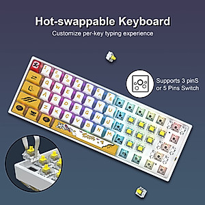 HITIME XVX M61 60% Mechanical Keyboard with Keyboard Travel Case,Wired/2.4G Wireless Gaming Keyboard with Coiled Cable,Hot Swappable Custom Computer Keyboard for Desktop PC/Laptop Mac