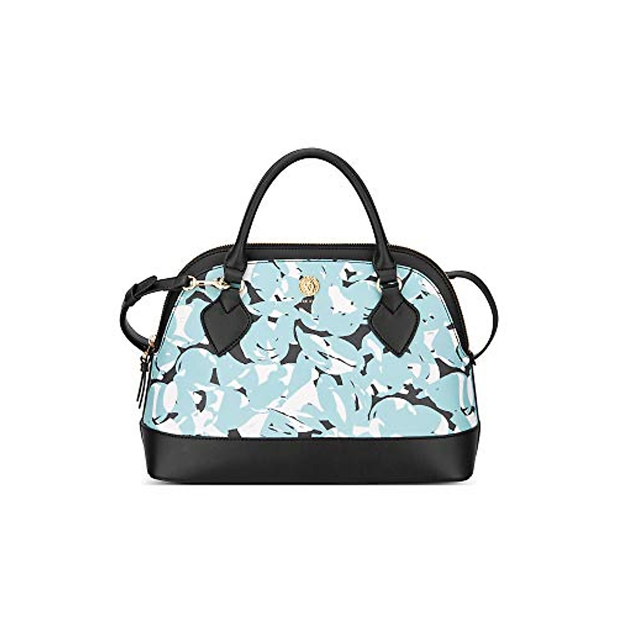 Anne Klein Signature Triple Dome Satchel, Aqua/Black mm