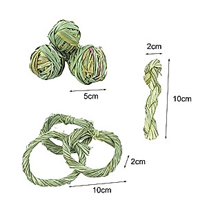 leasote 5Pcs Rabbit Toys - Guinea Pig Chew Grass, Grass Ball Made of Natural Timothy Hay Rabbit Dental Care Food Suitable for Guinea Pigs Rabbit Chinchilla Hamster Gerbils A