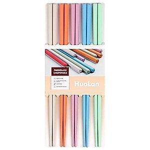 HuaLan Colorful Fiberglass Chopsticks, Dishwasher Safe Chopstick, Reusable Non-slip Chop Sticks, Lightweight Chopsticks 9 1/2 Inches, 5 Pairs