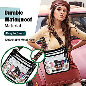 PVC Clear Purse bag Leopard Guitar Strap Clear Bag Stadium Approved Women's Clear Shoulder Crossbody Bag For concert……（Black）…