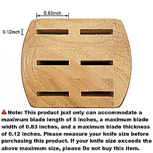 IDEAL ERA Farmhouse Kitchen Decoration Knife Block For Steak Knives 5 Inch Utility Knives 6 Piece Slot Organizer Durable 100% Natural Wood 3.7x2.4x5inches, Light Brown (D-01)