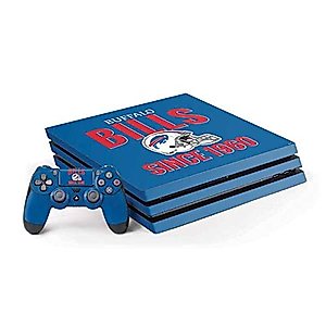 Skinit Decal Gaming Skin Compatible with PS4 Pro Console and Controller Bundle - Officially Licensed NFL Buffalo Bills Helmet Design