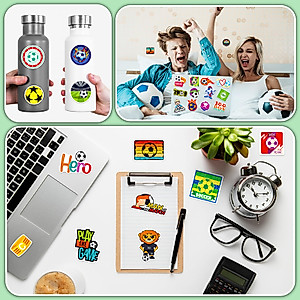 WAKEMOODEI Soccer Stickers 200PCS Soccer Sports Stickers for Boys, Waterproof Vinyl Stickers for Water Bottles, Kids Stickers Soccer Party Favors Soccer Gifts Stickers for Kids Teens Soccer Lovers
