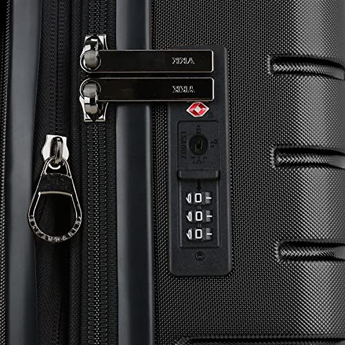 Traveler's Choice Archer Polycarbonate Hardside Spinner Luggage Set, Tie Down Straps, Black, Checked 29-Inch