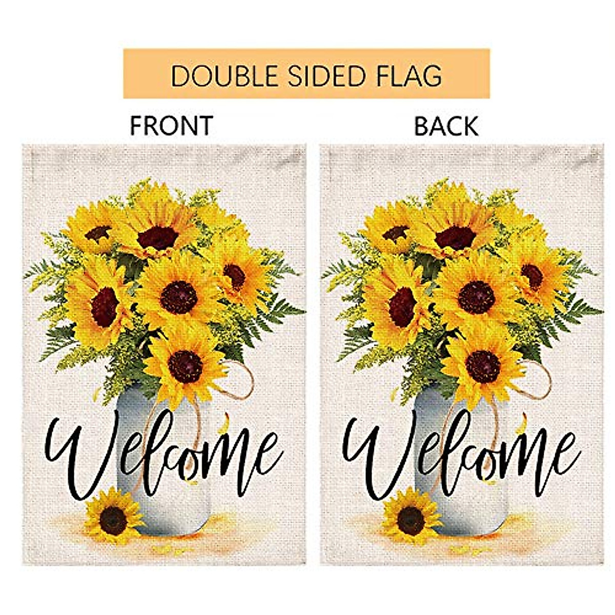 Hexagram Sunflower Arrangement Vase Welcome Garden Flag Double Sided,Burlap Summer Fall Farmhouse Outdoor Welcome Garden Decor,Small Garden Flag 12x18 Prime