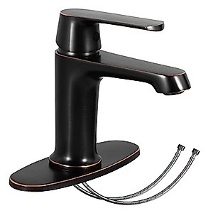 KAMMQI Bathroom Sink Faucet Oil Rubbed Bronze Bathroom Faucet Single Handle Bathroom Faucet-Farmhouse Vanity Faucet Modern RV Faucet Deck Mount 1 Hole or 3 Holes, Brass Mixer Tap